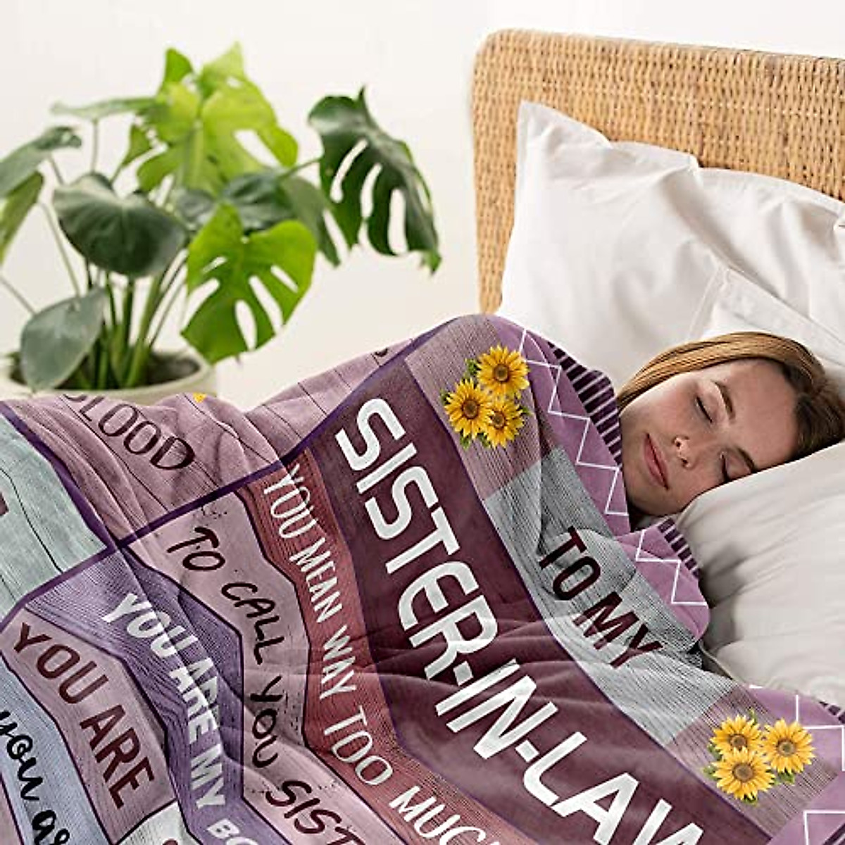 Quilazy Mothers Day Sister in Law Gifts for Sister in Law, Sister in Law Birthday Gifts, Gift for Sister in Law, Sister in Law Wedding Mother's Day Birthday Gift for Sister in Law Blanket 60"x 50"