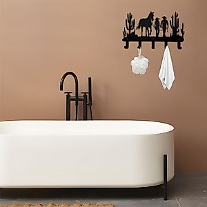 Ecqizer Cowboy Coat Hooks Wall Decor-Cowboy Hangers and Key Hooks Holder-Clothes Cowboy Hat Rack and Backpack Hanger-Cowboy Wall Art Decor for Storage, Living Room, Hallway, Bedroom…