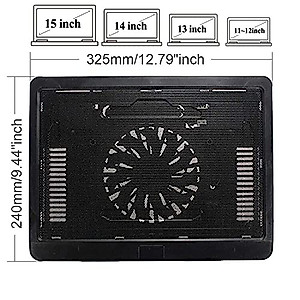 COOSKIN Laptop Cooling Pad, Laptop Cooler Portable 2 USB Ports,Notebook Cooler Cooling Pad Stand Chill Mat with Blue LED Fans,Fits 13-15 inches