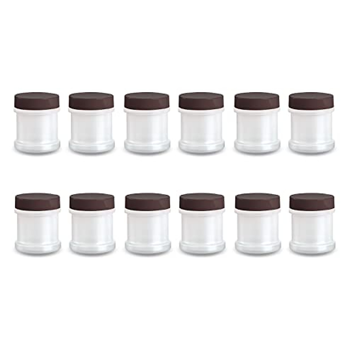 ljdeals 1 oz Plastic Spice Jars with Black Caps and Sifters for Herbs, Spices, Powders, Spice Bottles Great For Travel, Camping, Kitchen, Restaurant and more, Made in USA, Pack of 12