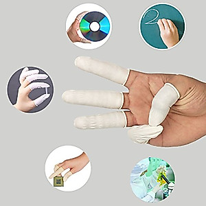Disposable Latex Finger Cots Rubber, 140g(Approx 205PCS) Fingertips Protective Finger Art Latex Tissue Finger Cot (White)