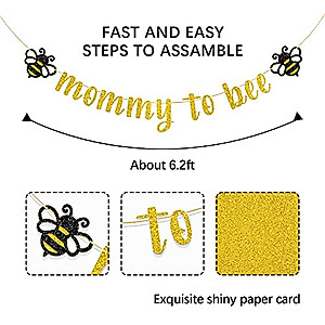 Gold Glitter Mommy to Bee Banner / Bumble Bee Theme Baby Shower Party Supplies / New Mom Gender Reveal Party Decorations