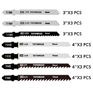 TOTOWOOD 21pcs Jig Saw Blades,Multi-Purpose T-Shank Jig Saw Blades,Assorted Jig Saw Kit Value Pack for Wood, Plastic and Metal Cutting with Carry Case