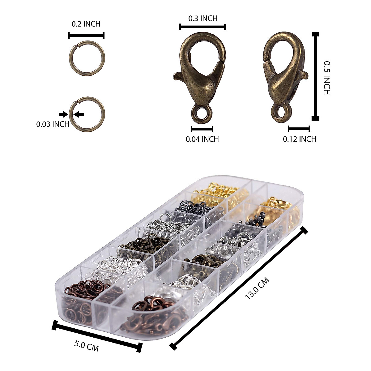 CROFOYO 6 Colors 930 pcs Jewelry Findings Kit Nickel-Free with 12mm Lobster Clasps and 5mm Open Jump Rings for DIY Craft Necklace Bracelet Jewelry Making