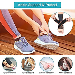 Ankle Support Brace, Breathable Plantar Fasciitis Sock with Arch Support Compression Ankle Brace Sleeve Elastic Foot Strap Guard Foot Brace for Sprained Ankle, Heel Pain Sports(Men's One Size (L))