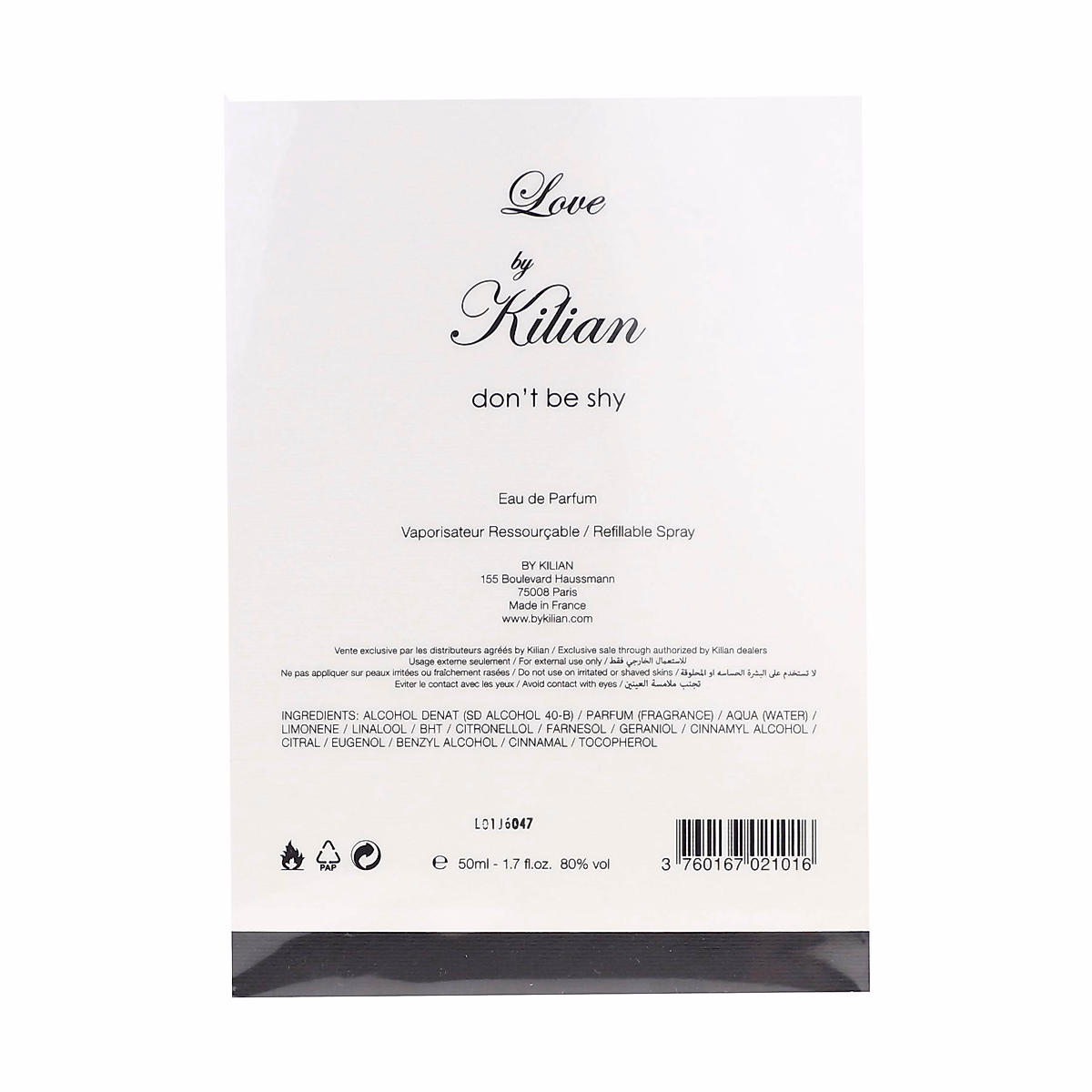 Kilian Love, dont be shy Eau de Parfum Perfume 50 ml,1.69 Fl Oz (Pack of 1)