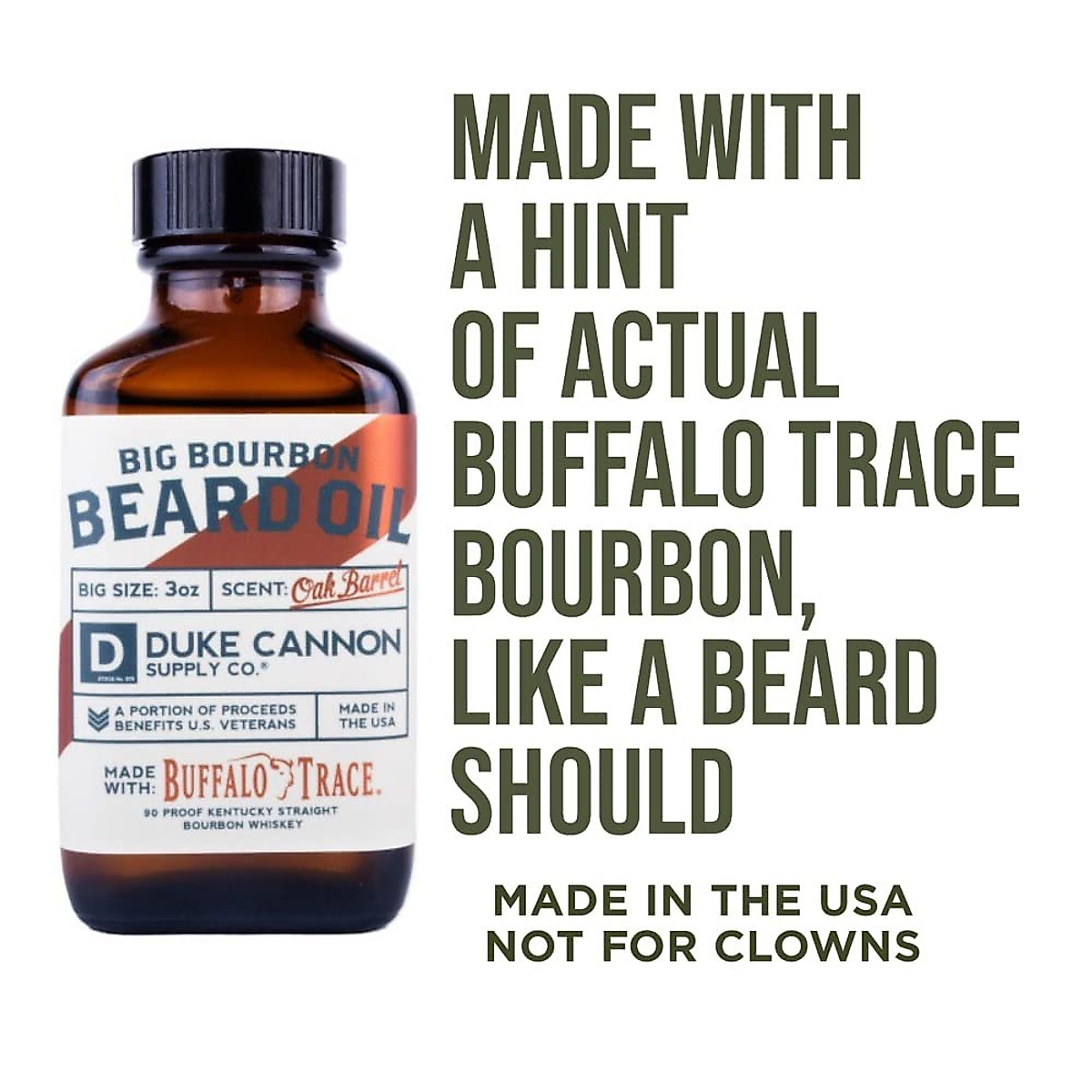 Duke Cannon Supply Co. Big Bourbon Beard Care Collection Gift Bundle (3 Piece Set) - Beard Wash, Balm and Oil (Oak Barrel Scent)
