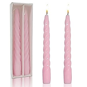 Handmade Candle Sticks Taper Candles - Gedengni Twist Candlesticks for Table Decor Housewarming Gift Idea-2pcs, 7.3 Inch(Pink)