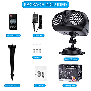 LUOWAN Christmas Snowflake Projector Lights, Waterproof LED Snowfall Spotlight Projector with Remote Control, Upgrade Rotating LED Snowfall Projection Lamp for Halloween Xmas Party Holiday Garden