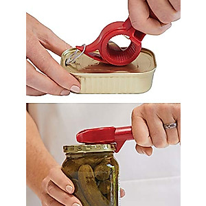 Kuhn Rikon Auto Safety Master Opener for Cans, Bottles and Jars, 9 x 2.75 inches, Red