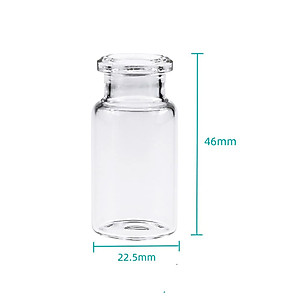 Borosilicate Glass Standard Crimp Headspace Vial,10ml Capacity,Flat Bottom,Beveled Finish, 22.5x46mm, Pack of 100