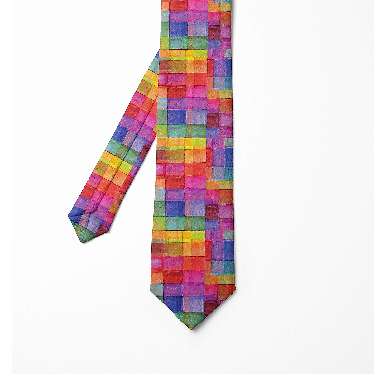 Ambesonne Rainbow Necktie for Men Casual & Dress Shirt Tie, 3.7", Purple Magenta