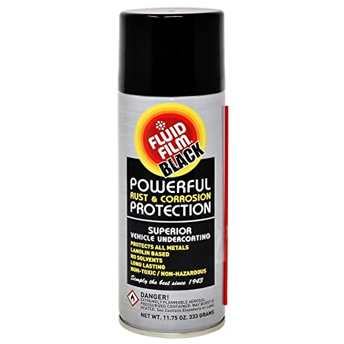 Fluid Film 12 Oz Undercoating Protection Aerosol Spray Can Black 3 Pack, Rust Inhibitor and Prevention, Anti Corrosion Multi Purpose Penetrant and Lubricant, Spray Can Extension Wand and Tissue Pack