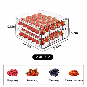 MANO Stackable Refrigerator Drawers Pull Out Bins Double Layer Fridge Organizer Refrigerator Organizer Box Clear Plastic Food Storage Containers Set Produce Saver for Pantry, Freezer, Kitchen Cabinet