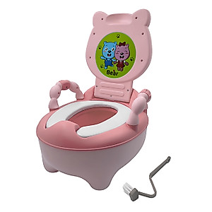 HTTMT- Baby Kids Pink Bear Portable Potty Training Toilet Seat With Pad Toddler Lovely Toilet Comfortable Soft Seat Stool Chair [P/N: ET-BABY003-PINK]