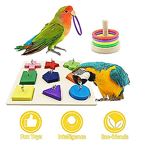 5 Packs Bird Toys Parrot Training Toys Parrot Wooden Block Puzzles Toy Bird Basketball Toy Small Sepak Takraw Bird Skateboard Bird Stacking Toy for Birds Parrot Training