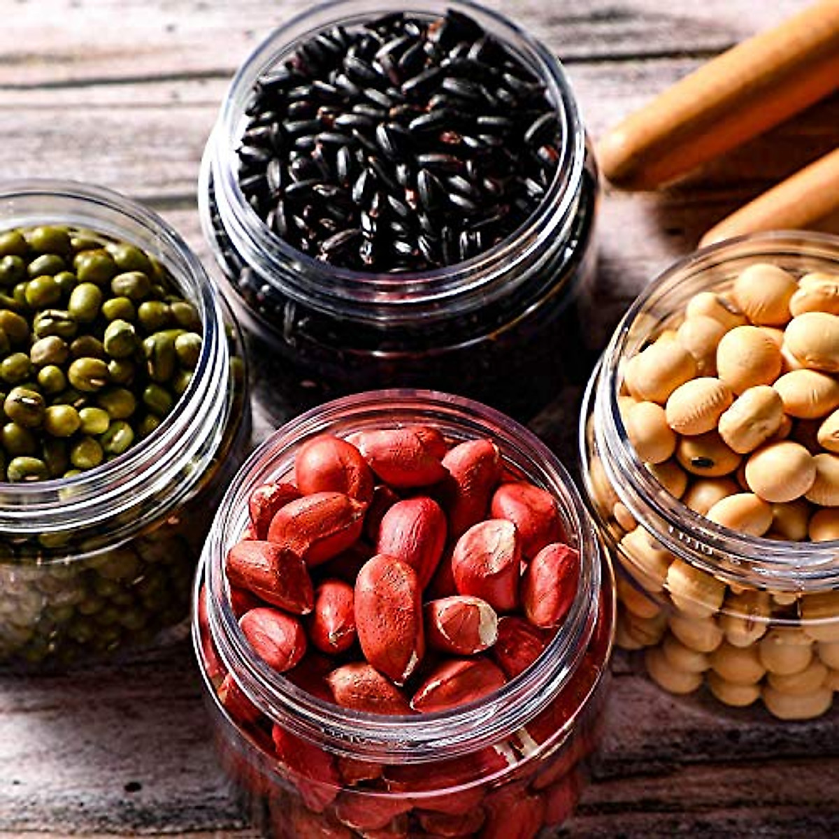 MANSHU 6 Pack 8 Oz Clear Empty Slime Storage Containers, Slime Jars with Lids for little arts and crafts and household supplies, Black Lid