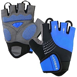 LuxoBike Cycling Gloves Mountain Bike for Men – Shock Absorbing SBR Gel Padded – Anti Slip Palm – Ultra Breathable – Specialized for Mens Bicycling, Biking, MTB Biker, Road Bicycle Riding