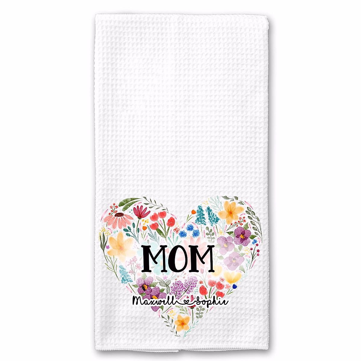 Personalized Wildflower Mother's Day Waffle Weave Microfiber Towel Mama, Mom, Grandma, Nana, Gigi - Any title Any Names