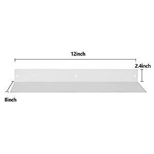 T&THOME 12"Wx8"D Linear Floating Shelf,Industrial Heavy Duty Stainless steel Metal Wall Mount,Simple Modern Country Farmhouse Style Design Wall Shelf, Bedroom, Living Room, Garage Storage Rack (WHITE)