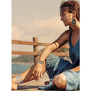 Hicarer 29 Pcs Surfer Wave Bracelet for Women Adjustable Summer Beach Bracelets Handmade Waterproof Braided Rope Bracelets(Summer Style)