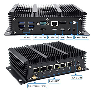 HISTTON Mini PC Firewall Router, 6 NIC Firewall 2.5GbE, Fanless Mini PC Core i3-8140U 16GB DDR4 256GB SSD, Hardware Firewall for Networks/Gateway Router, Mini Desktop Computer, RS232 COM/USB3.0/HD