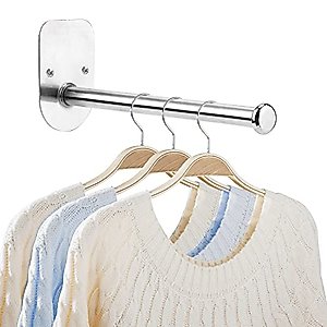 XINYUWIN Stainless Steel Clothes Hanger Storage Rack Organizer Wall Mount Adhesive OR Drilling Installation