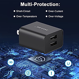 USB Charger, IMAGE 2 Packs USB Travel Charger with Dual Port, 5V/2A 10W Output Power, UL Approval Charger Adapter for Most USB Equipment
