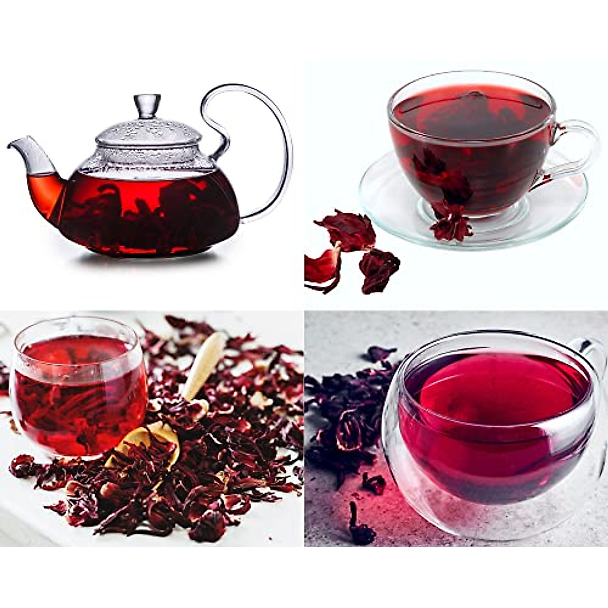 ZAVBE Hibiscus Tea 1lbs Dried Hibiscus Flower Perfect for Hibiscus Tea loose leaf, Flor de Jamaica, Cut and Sifted Packaged in Resealable Bag Hot & Iced Tea, Whole Flowers and Petals. (16, Ounces)