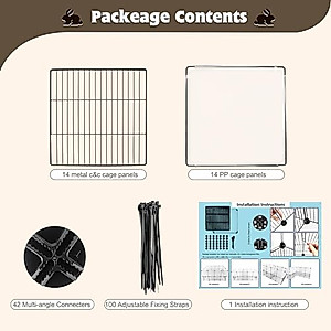 FHTONGE Extra Large Rabbit Playpen Indoor, 11 Sq Ft C&C Guinea Pig Cage Habitat, Small Animal Playpen Raised Guinea Pig Playpen for Chinchilla Hamster Hedgehog Ferret Puppy Kitten Rat Bunny