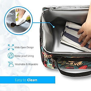 TOMULE Insulated Lunch Bag for Men Women - 3+years old (8.5L, red floral)