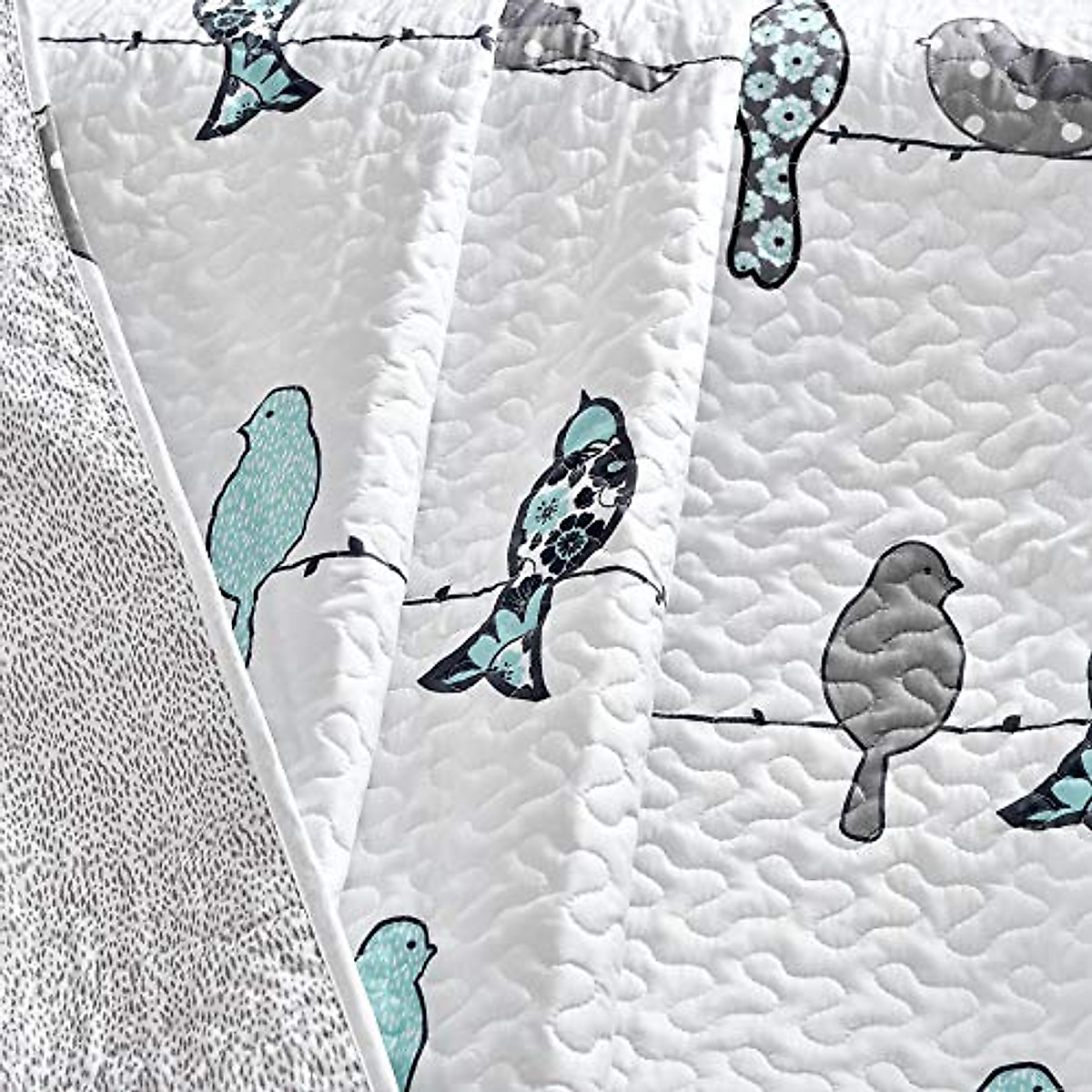 Lush Decor Rowley Birds Throw Blanket, 50" x 60", Blue & Gray