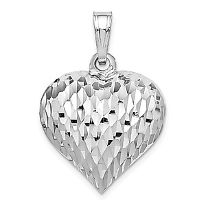 Sonia Jewels 925 Sterling Silver and Diamond-Cut Heart Pendant Charm