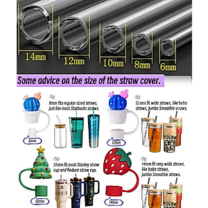 4PCS Straw Covers for Boba Straws, 12mm & 14mm Silicone Straw Tips for Wide straws Large straws Jumbo Straws Smoothie Straws Reusable Straws Glass Straw Silicone Straws