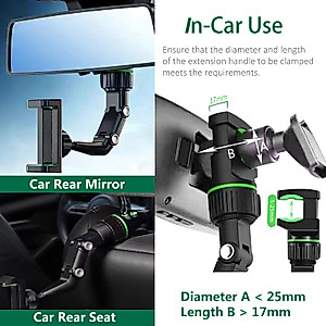 LvShuLiangPin Rearview Mirror Phone Mount Holder for Car, 360° Rotating, Multifunctional Mount Phone and GPS Holder Universal Car Phone Holder for All Smartphones