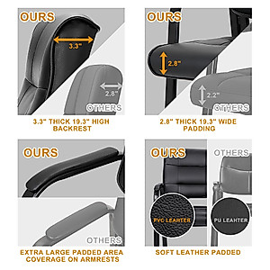 SUPER DEAL Office Guest Chair Bonded Leather Executive Side Chair Reception Chair with Solid Metal Frame Home Office Furniture