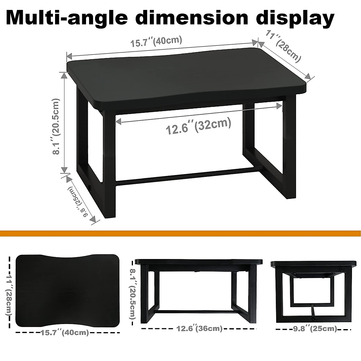 Itsst Wooden Step Stool with 500 Pounds, Wide Bed Step Stool for Adults，Black Wood Step Stool for Kitchen, Bedroom, Living Room, Bathroom