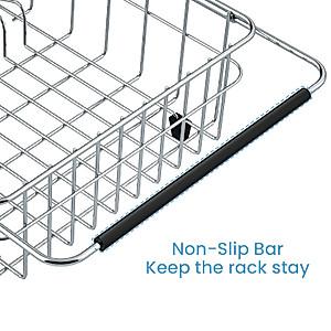 FAWEGO Expandable Sink Dish Drying Rack Adjustable 304 Stainless Steel in Sink Dish Drainer, Rustproof Dish Rack for Sink or Counter top