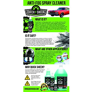Quick Sheen Anti-Fog Spray for Glass, Windows, Glasses, Masks, Mirrors, Goggles