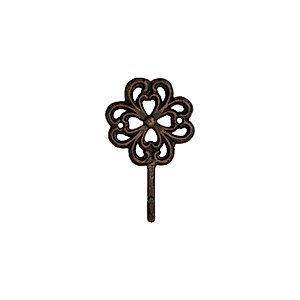 FantasHome Wall Mounted Cast Iron Home Décor Single Hook (Stylized Flower)