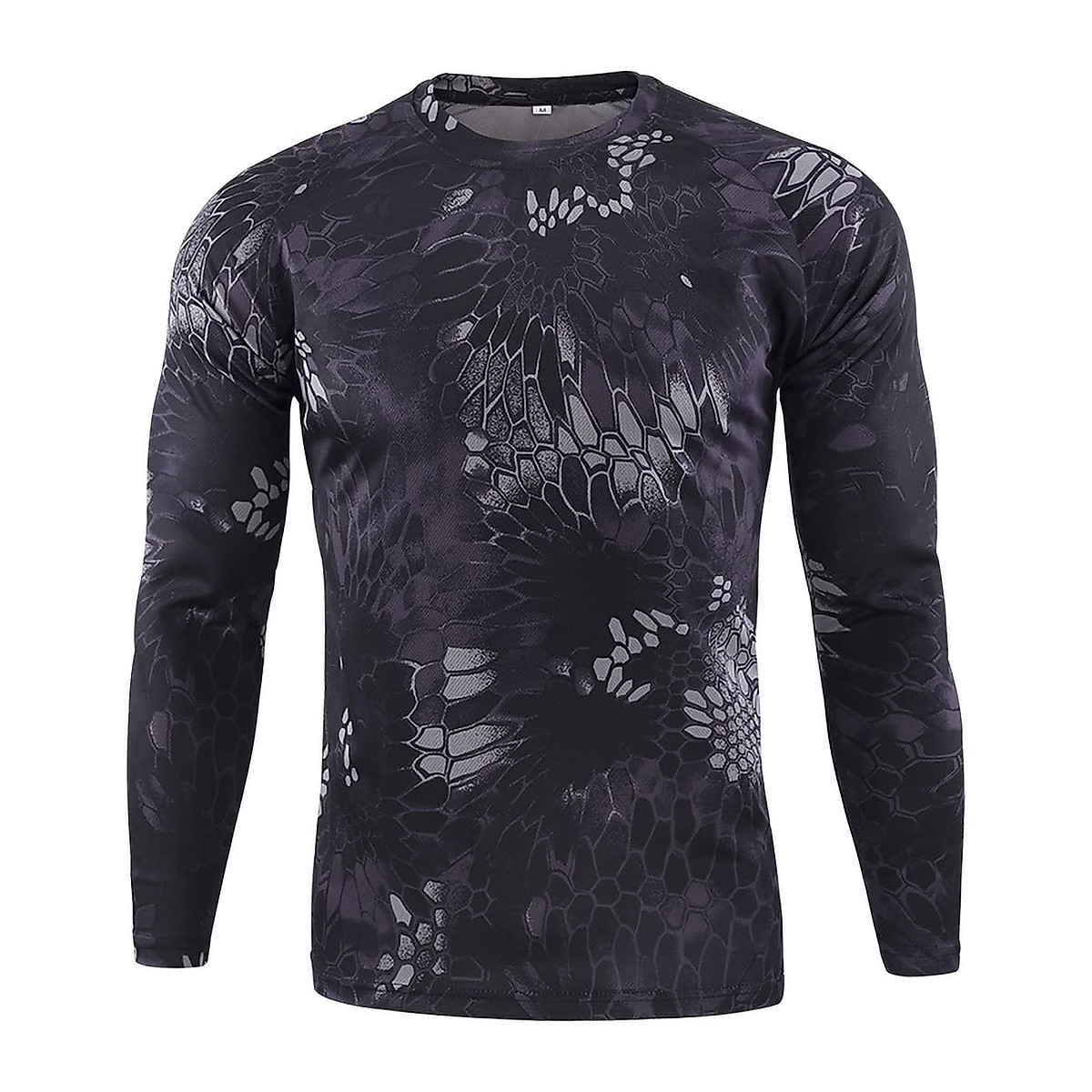 Bethspec Moisture Wicking Long Sleeve T-Shirt for Men UV Sun Protection Athletic Shirts Hiking Cycling Running (2XL, Python Black)