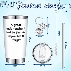 Rtteri Christmas Teacher Gift 20 Oz Tumbler with Lid Straw Brush and Music Teacher Keychain Music Teacher Appreciation Gift for Xmas Women Piano Guitar Violin Music Teacher Graduation Birthday Gift
