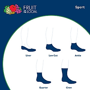 Fruit of the Loom Men's Breathable Performance Cushioned Socks-6 Pair Pack, Low Cut-Black, 12-15