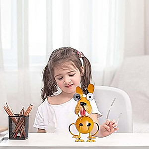 HSHD Solar Dog Statue Lights Outdoor Metal Yard Art - Funny Puppy Statue for Garden Patio Decor Lawn Ornaments(Sitting Dog)