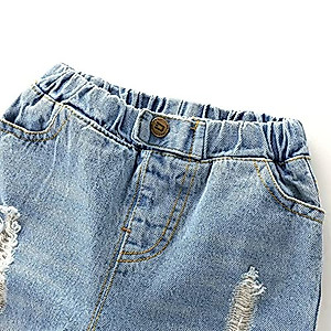 TJTJXRXR Little Baby Boys Girl Ripped Western Jeans Kids Girls Friend Style Denim Pants (2-3Years, Blue)