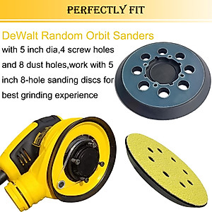 5" Hook and Loop Replacement Sander Pad for DeWalt DWE6421/6421K, DWE6423/6423K, DCW210B Random Orbit Sander - 5 Inch 8 Hole Replacement Sanding Pad for Part Number DWE64233, N329079, RSP54-1 Pack