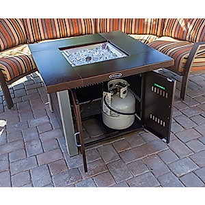 Hiland GS-F-PCSS 40,000 BT Propane Fire Pit, Large, Two Toned Hammered Bronze