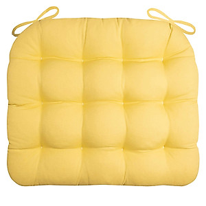 Barnett Home Decor Cotton Duck XXL Rocking Chair Seat Cushion w- Ties - 100% Cotton, Latex Foam Fill - Machine Washable - Made in USA (Jumbo Extra-Extra-Large) (Cotton Duck Yellow)