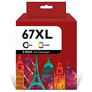 Toner Kingdom Remanufactured 67 XL Ink Cartridges Replacement for HP Ink 67 67XL Black Color Combo Pack for Envy 6000 6055 6055e 6052 6058 Envy Pro 6455 6455e Deskjet 2755e 2755 4140 4155e Printer