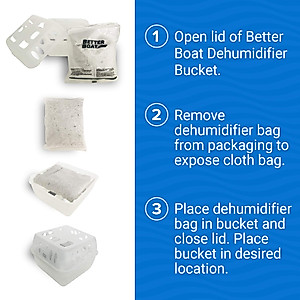 Refillable Moisture Absorbers Dehumidifier Bucket with Refill Bag Pack to Control & Get Rid of Water, Humidity, Odors & Damp Air | Tub for Basement Closet Home Boat RV Car or Unscented Fragrance Free